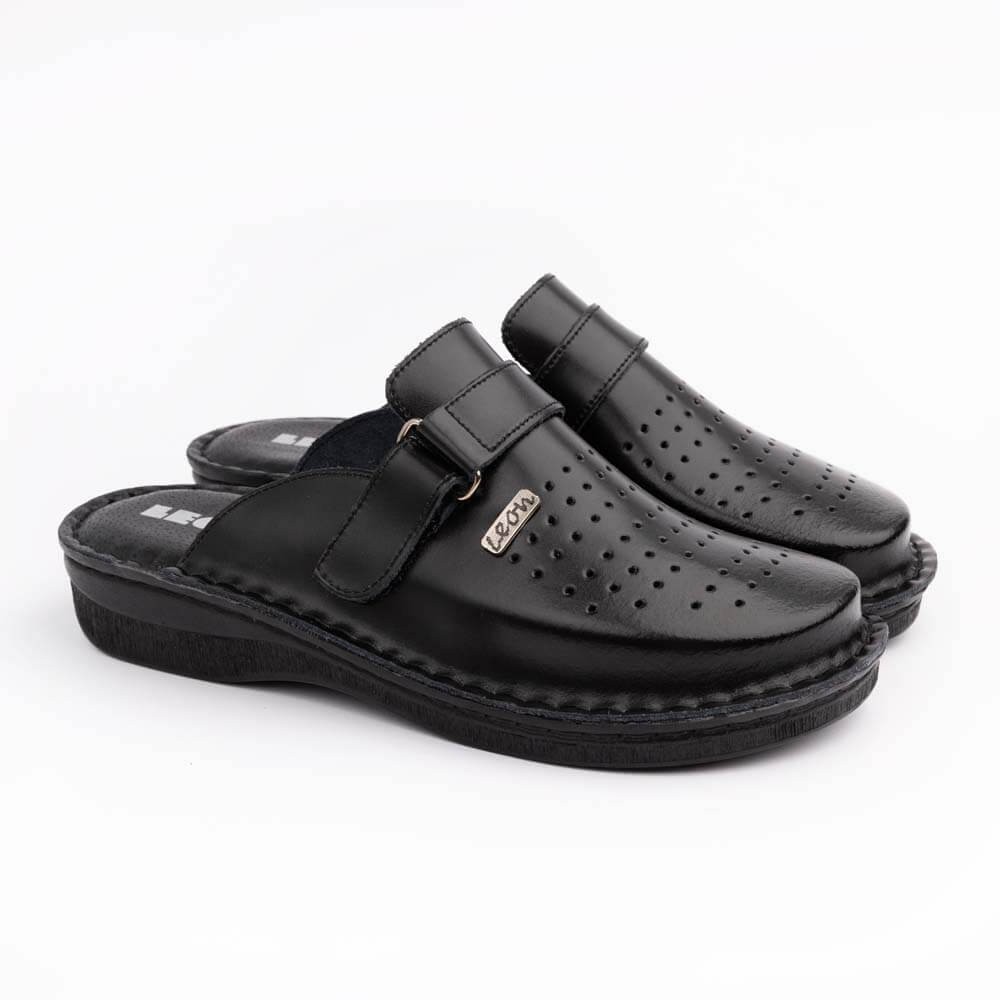 Saboti medicali, de barbati, din piele, negru, Leon V230M | MKD-Medicale